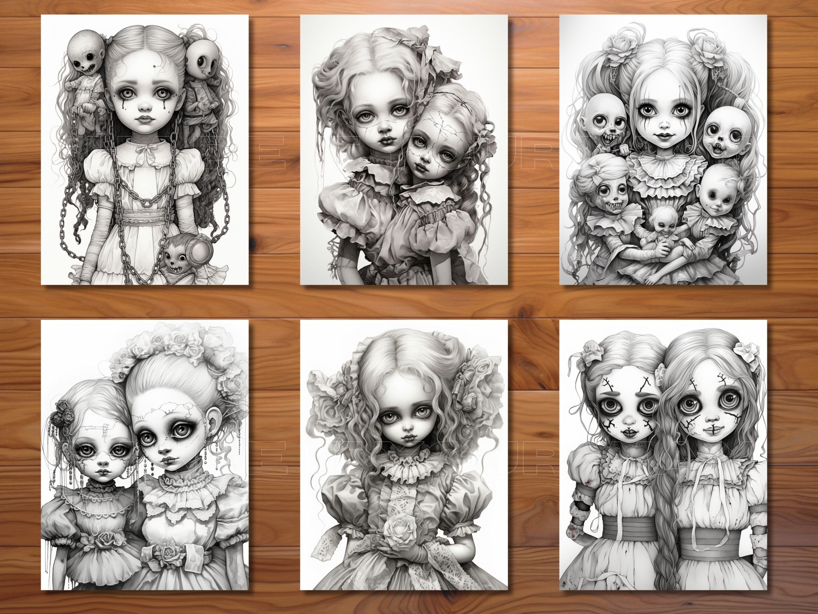 30 Creepy Dolls Coloring Page Book Adults Kids Instant - Etsy Canada