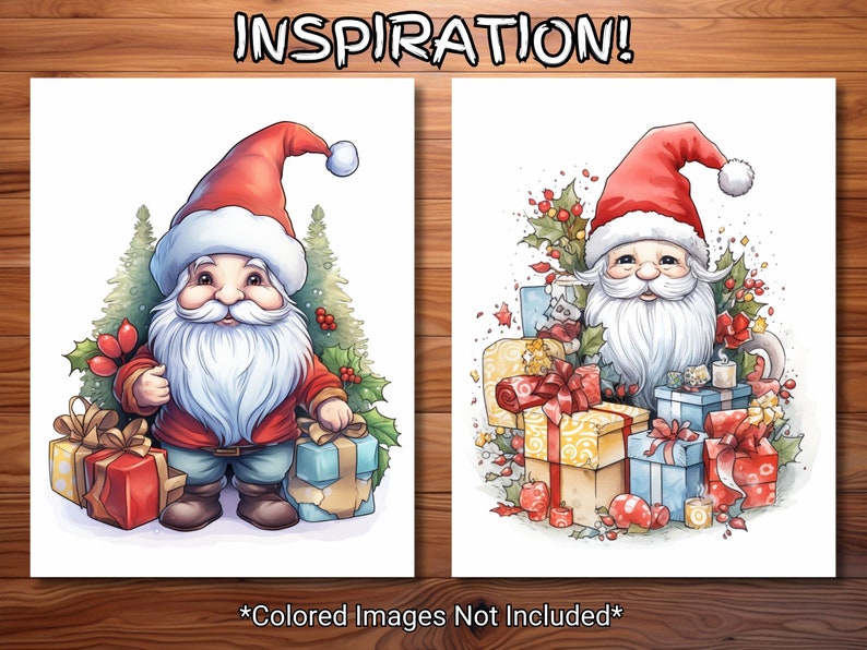 30 Christmas Gnomes Coloring Page Book - Adults + Kids - Instant ...