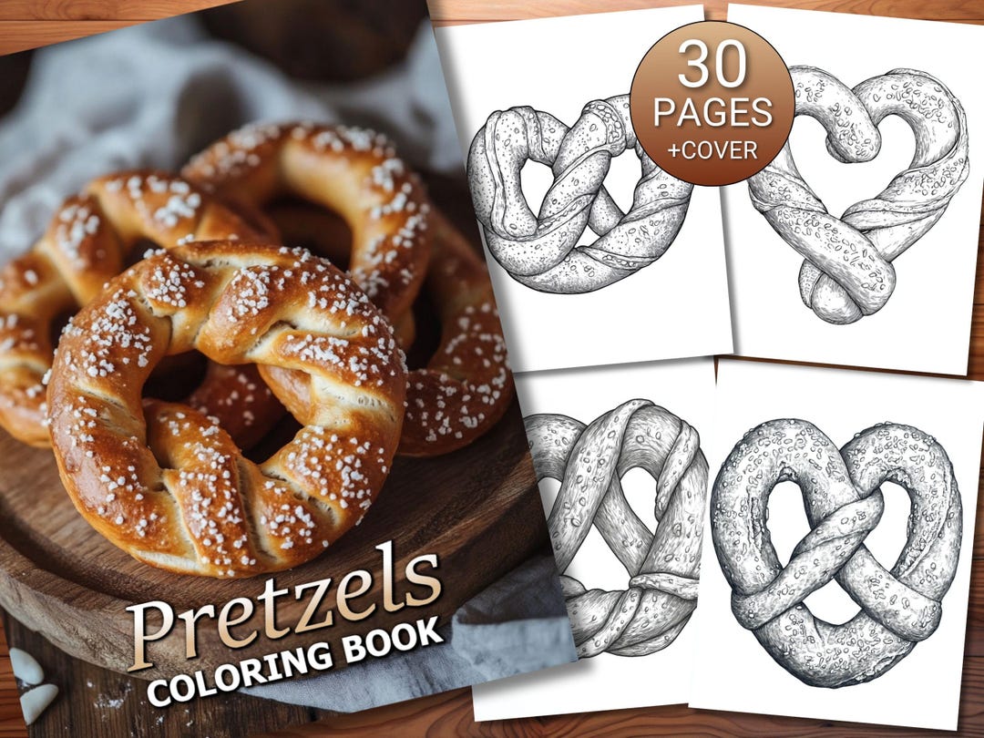 30 Pretzels Coloring Page Book - Adults + Kids - Instant Download ...