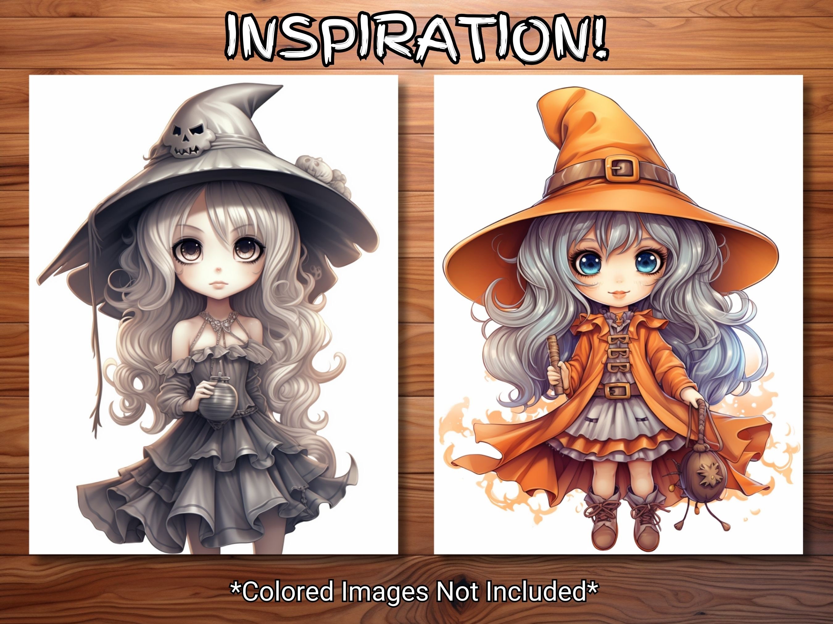 30 Chibi Witches Coloring Page Book - Adults + Kids - Instant Download ...