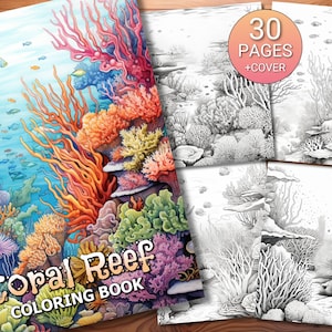 30 Coral Reef Coloring Page Book - Adults + Kids - Instant Download ...