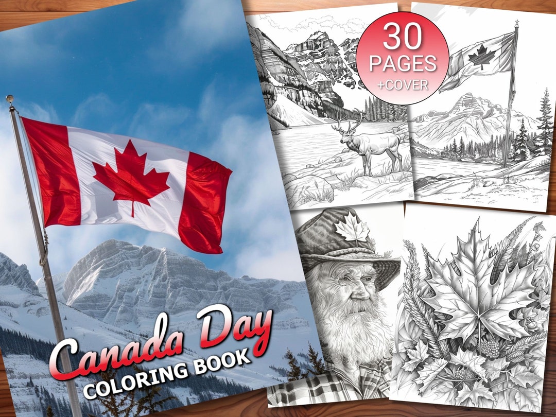 30 Canada Day Coloring Page Book - Adults + Kids - Instant Download ...