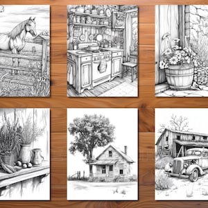30 Country Living Coloring Page Book - Adults + Kids - Instant Download ...