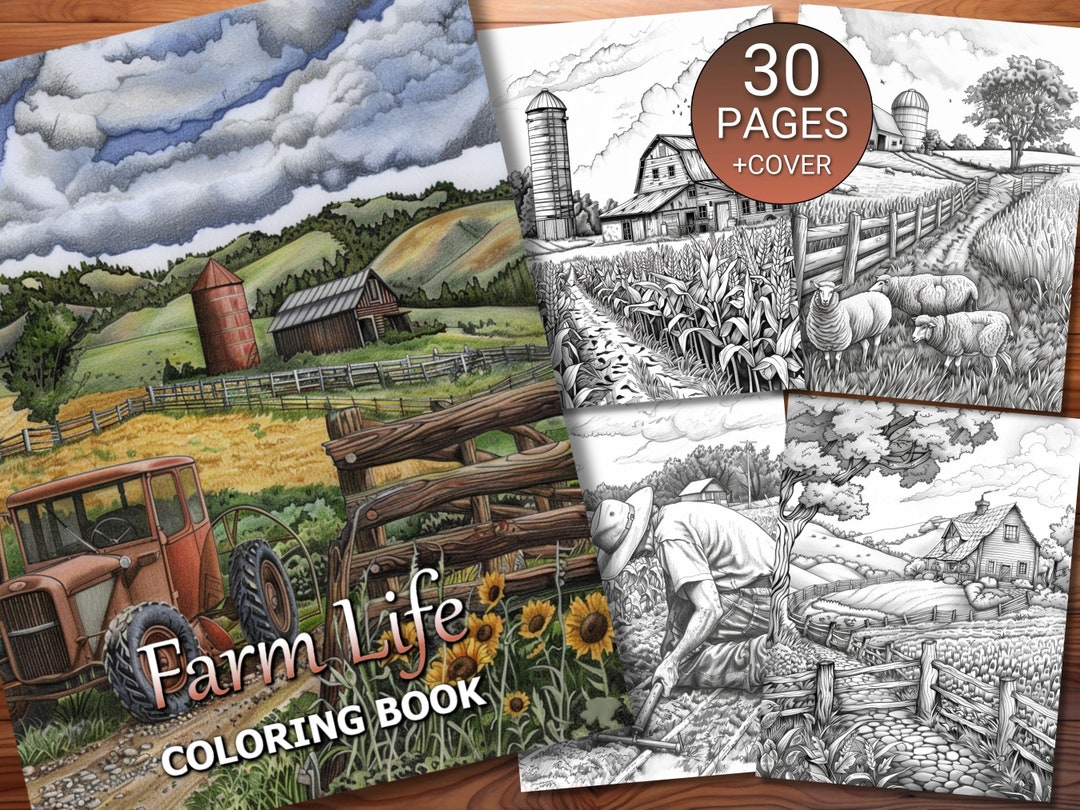 30 Farm Life Coloring Page Book - Adults + Kids - Instant Download ...
