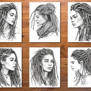 30 Dreadlock Hairstyles Coloring Page Book - Adults + Kids - Instant ...
