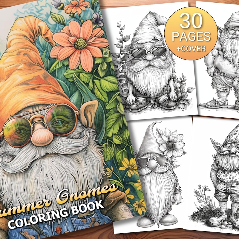 Summer Gnomes Coloring - Etsy