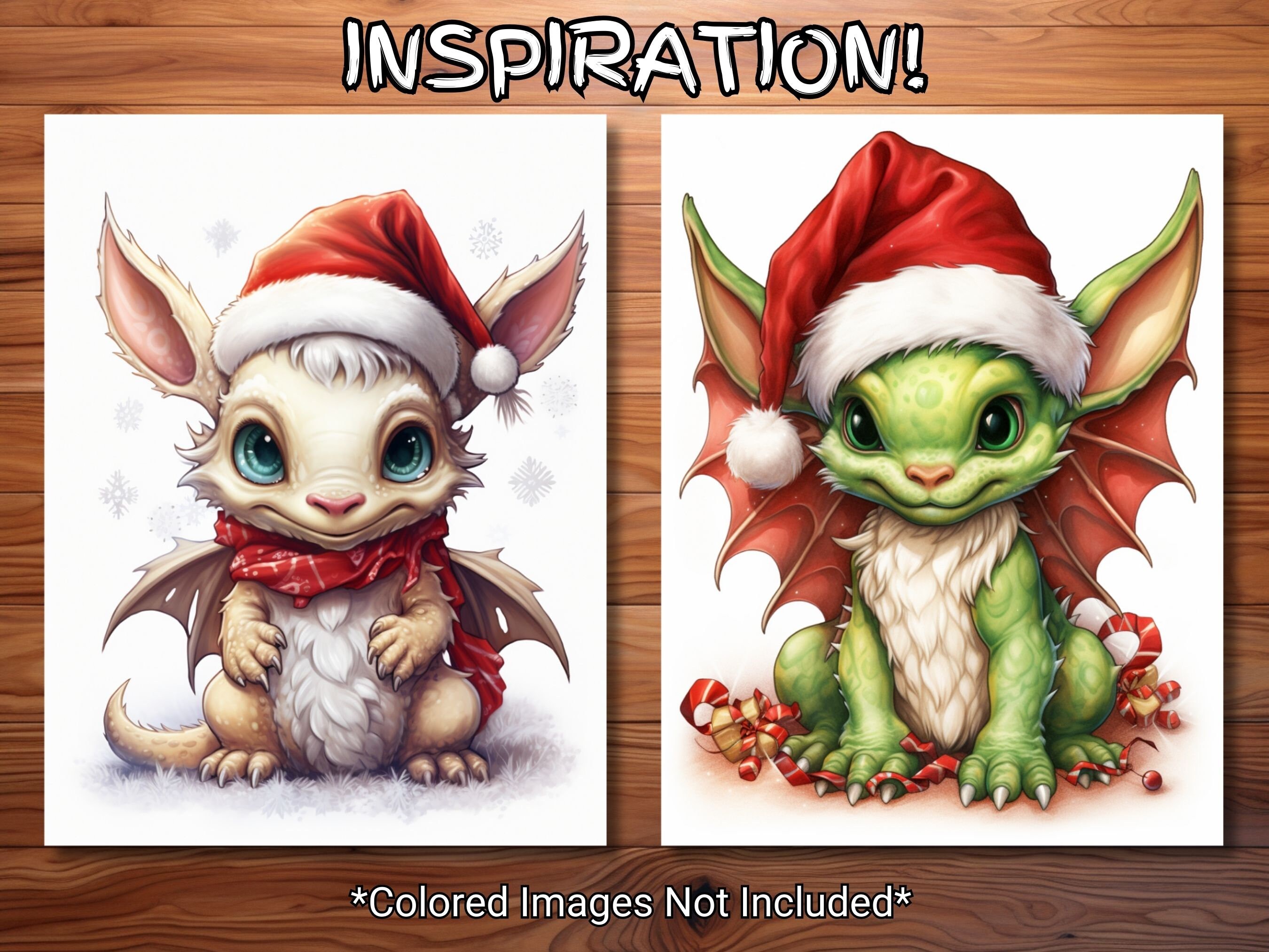 30 Christmas Baby Dragons Coloring Page Book Adults Kids - Etsy