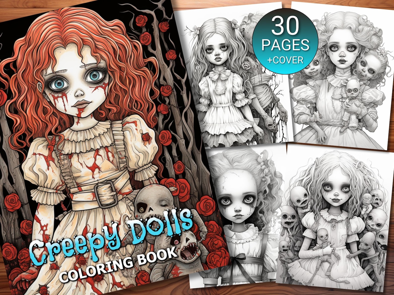 30 Creepy Dolls Coloring Page Book Adults Kids Instant - Etsy Canada