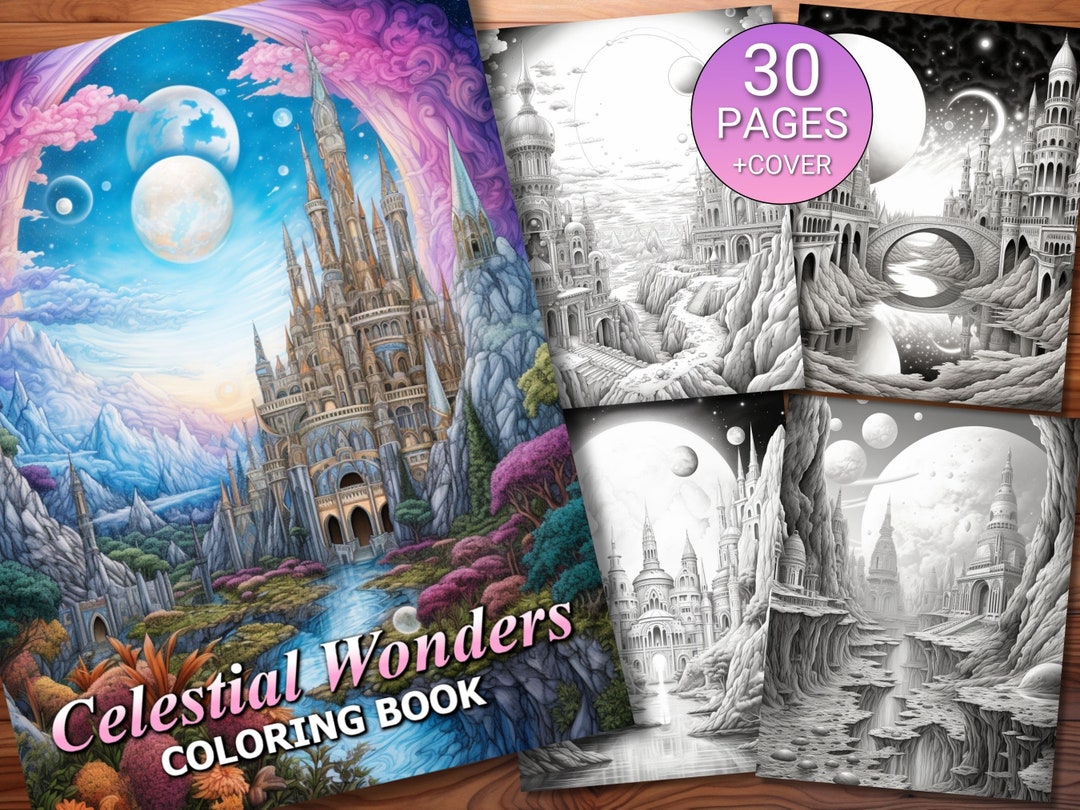 30 Celestial Wonders Coloring Page Book - Adults + Kids - Instant ...