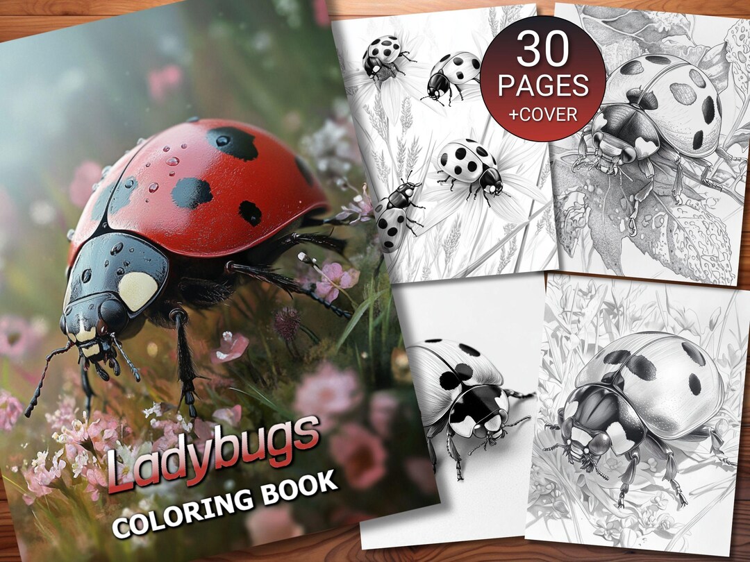 30 Ladybugs Coloring Page Book - Adults + Kids - Instant Download ...