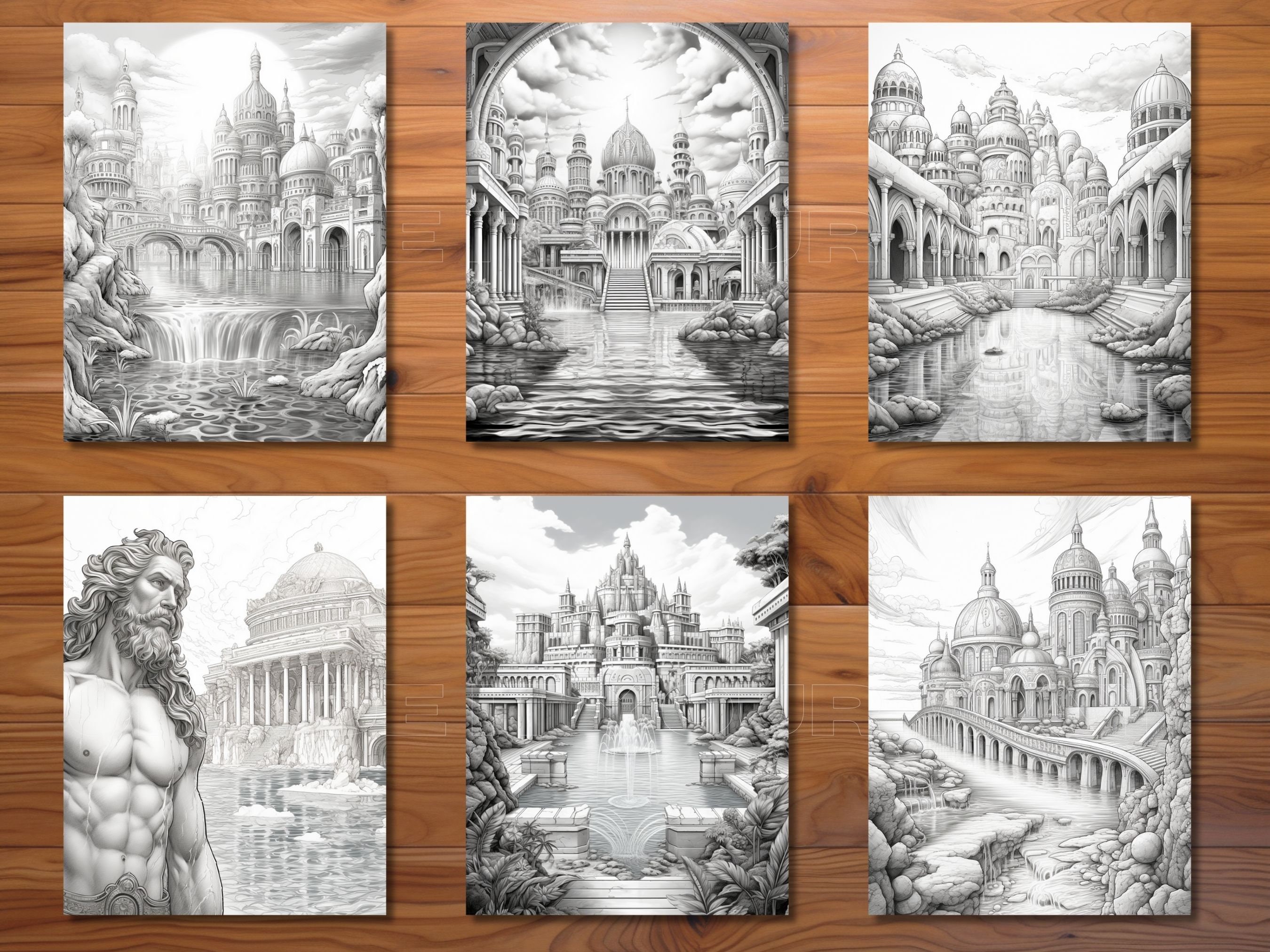 30 Atlantis Coloring Page Book - Adults + Kids - Instant Download ...