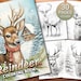 30 Reindeer Coloring Page Book Adults Kids Instant Download Grayscale ...