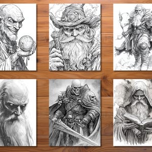 30 Wicked Warlocks Coloring Page Book - Adults + Kids - Instant ...