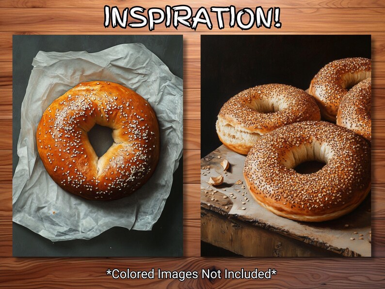 30 Bagels Coloring Page Book - Adults + Kids - Instant Download ...