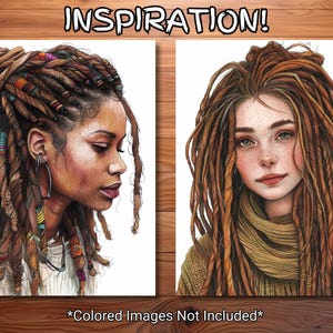 30 Dreadlock Hairstyles Coloring Page Book - Adults + Kids - Instant ...