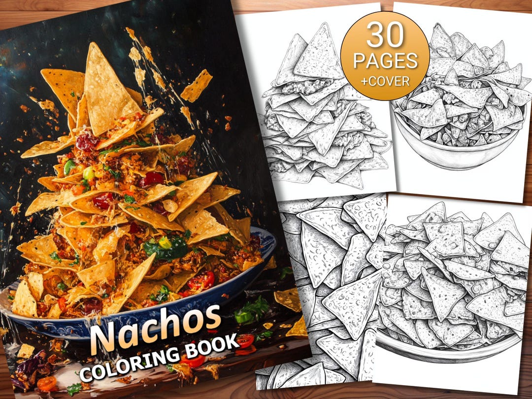 30 Nachos Coloring Page Book - Adults + Kids - Instant Download ...