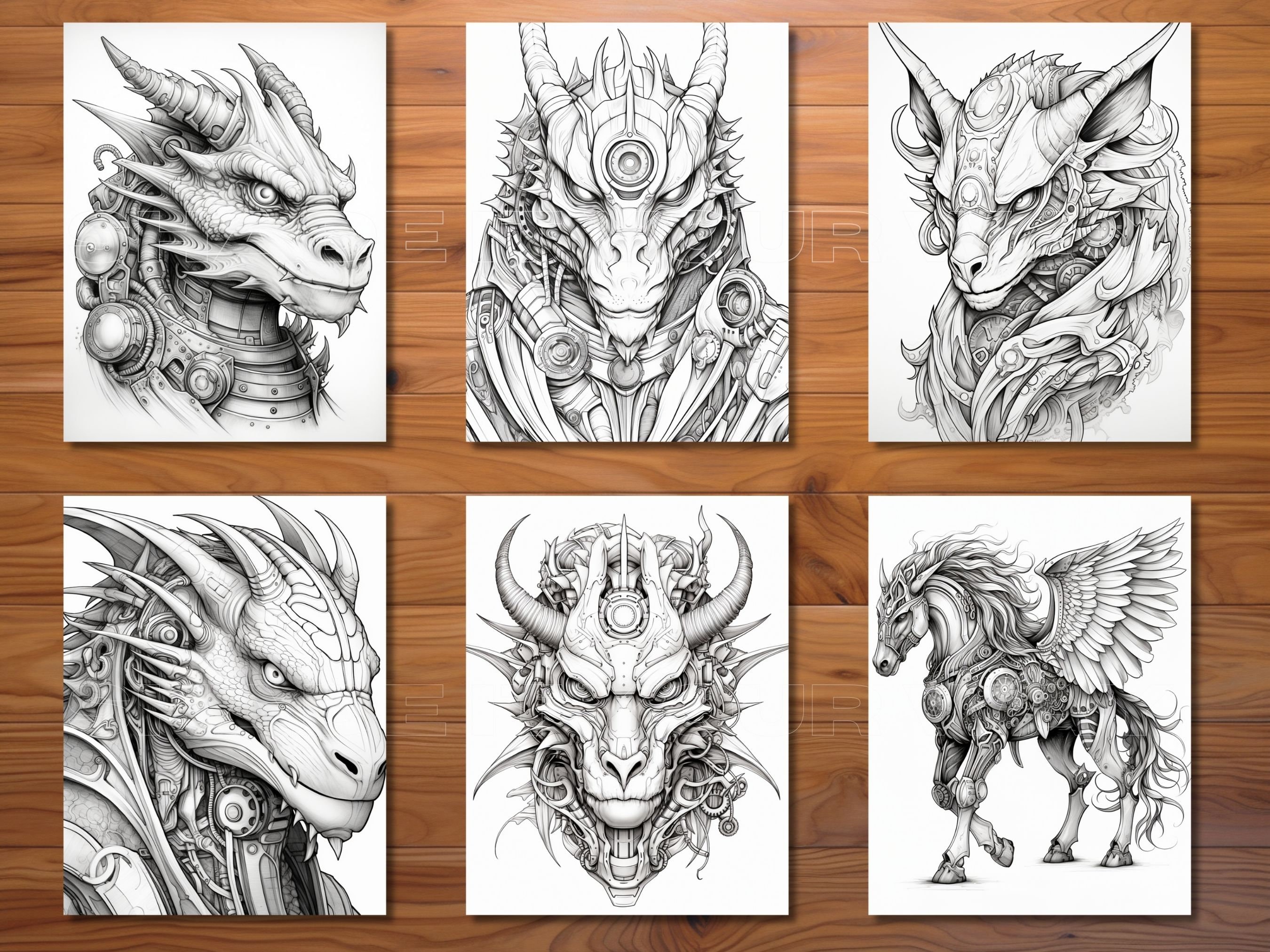 30 Clockwork Creatures Coloring Page Book Adults Kids - Etsy