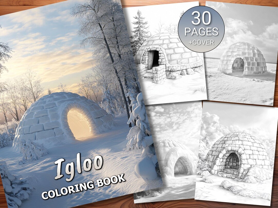 30 Igloo Coloring Page Book - Adults + Kids - Instant Download ...