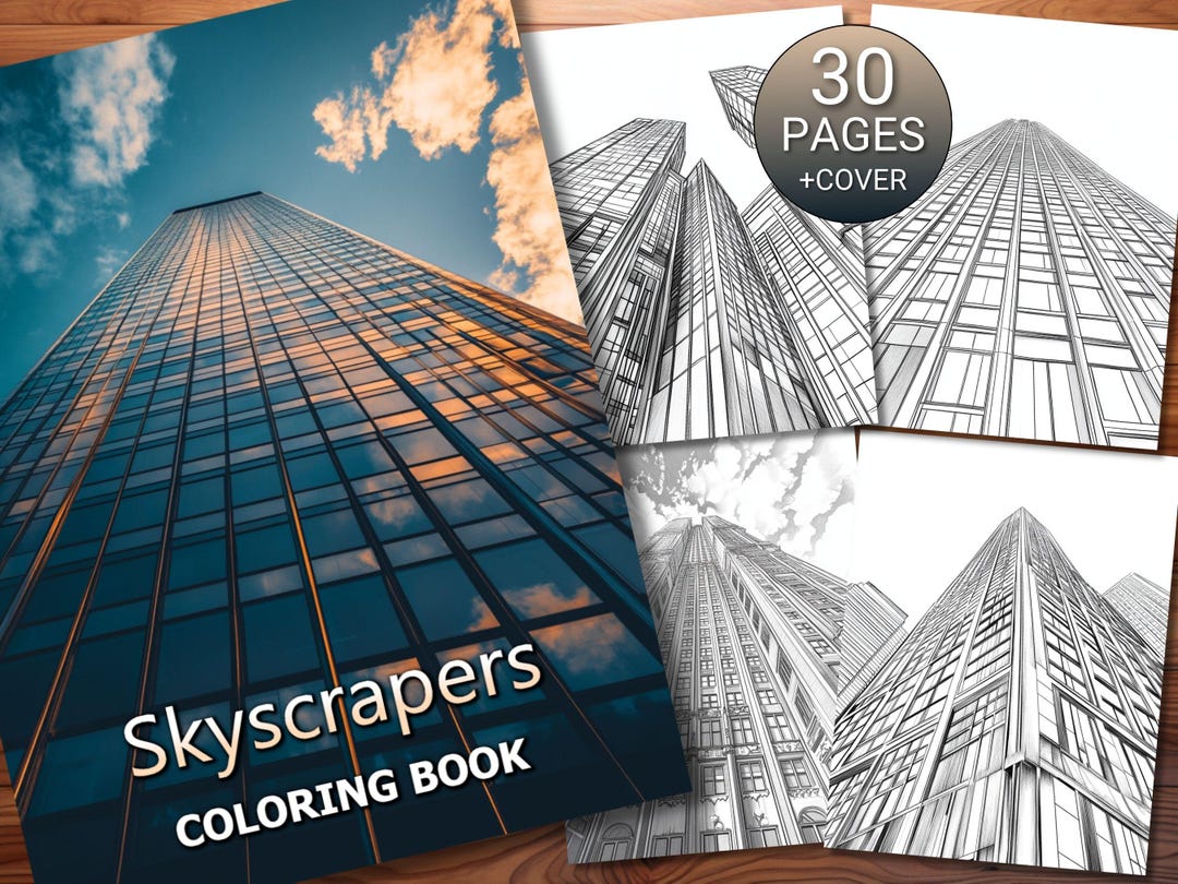 30 Skyscrapers Coloring Page Book - Adults + Kids - Instant Download ...