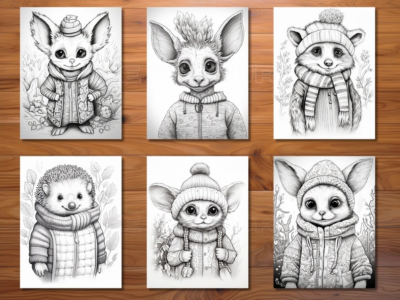 30 Cozy Critters Coloring Page Book Adults Kids Instant - Etsy