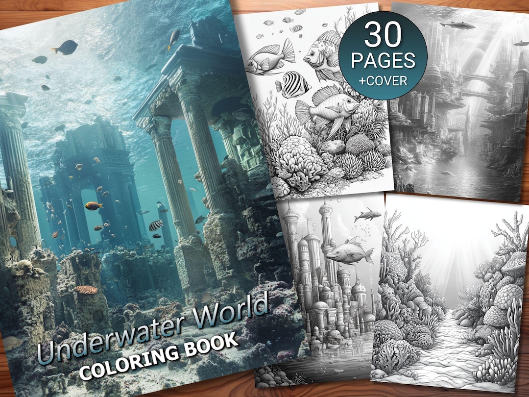 30 Underwater World Coloring Page Book - Adults + Kids - Instant ...