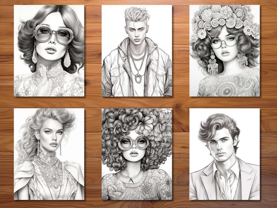 30 Decades of Fashion Coloring Page Book Adults Kids - Etsy