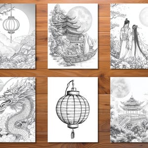 30 Moon Festival Coloring Page Book - Adults + Kids - Instant Download ...