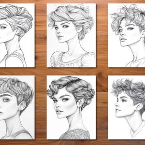 30 Pixie Hairstyles Coloring Page Book - Adults + Kids - Instant ...