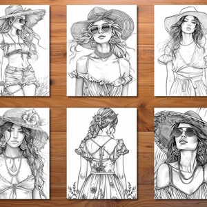 30 Summer Fashion Coloring Page Book - Adults + Kids - Instant Download ...