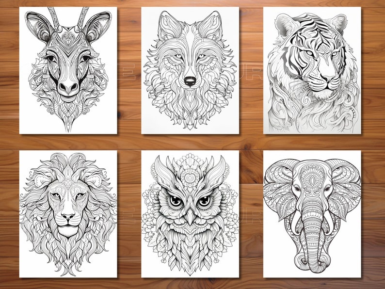 30 Wildlife Mandalas Coloring Page Book - Adults + Kids - Instant ...