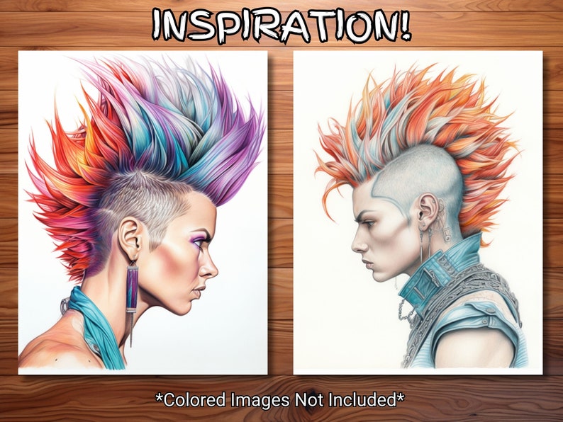 30 Mohawk Hairstyles Coloring Page Book - Adults + Kids - Instant ...