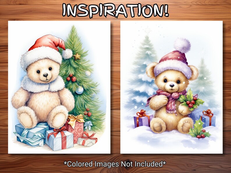 30 Christmas Teddy Bears Coloring Page Book Adults Kids Instant ...