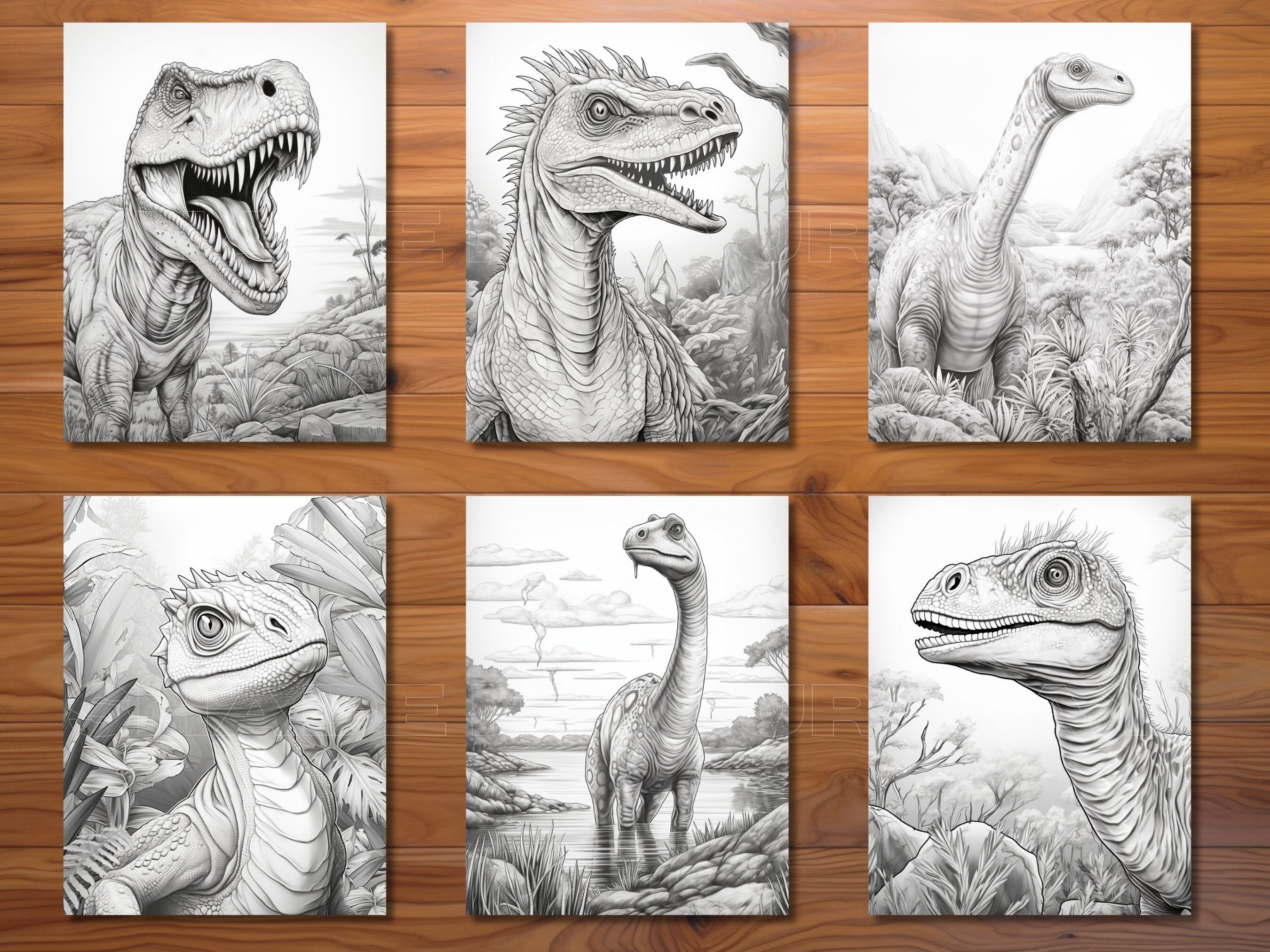 30 Prehistoric Adventures Coloring Page Book Adults Kids - Etsy