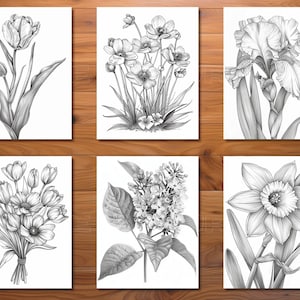 30 Spring Flowers Coloring Page Book - Adults + Kids - Instant Download ...