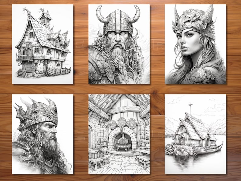 30 Battle for Valhalla Coloring Page Book - Adults + Kids - Instant ...
