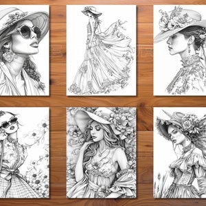 30 Spring Fashion Coloring Page Book - Adults + Kids - Instant Download ...