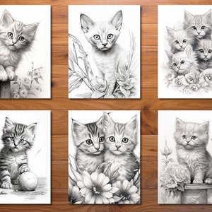 30 Little Cattitude Coloring Page Book - Adults + Kids - Instant ...