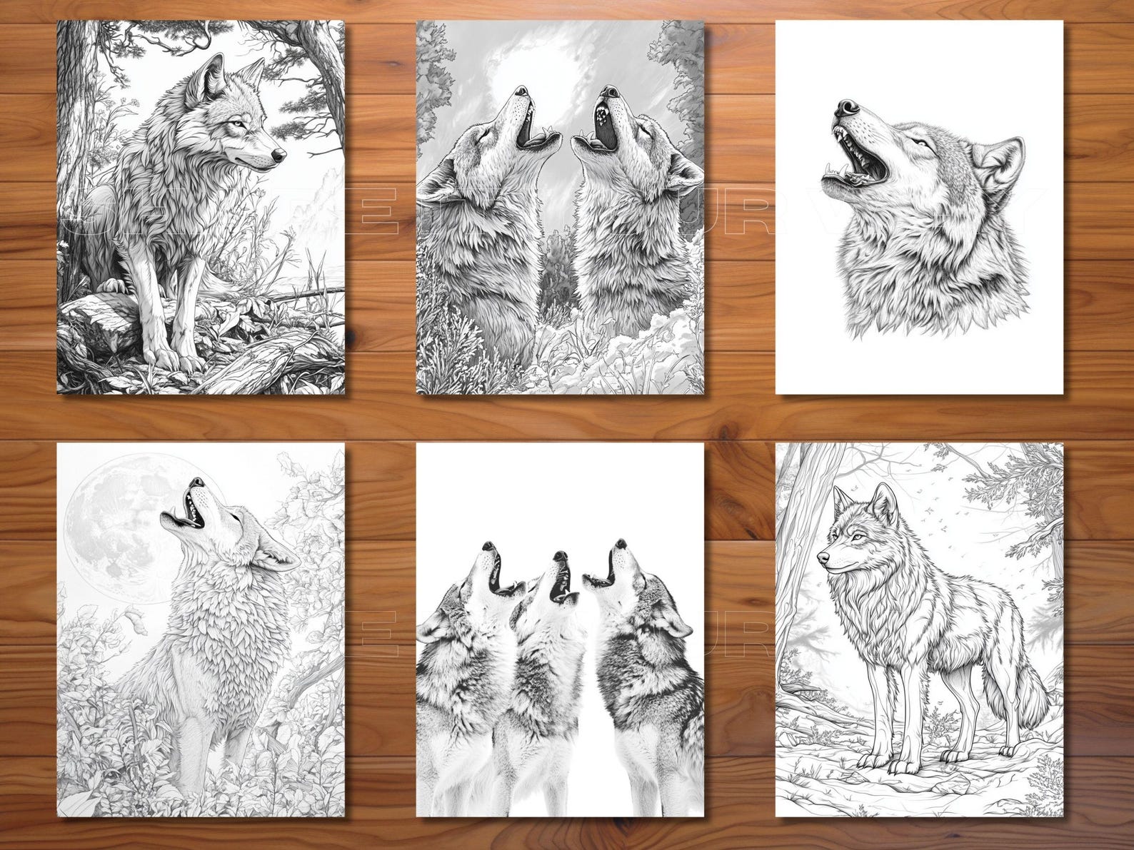 30 Midnight Howl Coloring Page Book - Adults + Kids - Instant Download ...
