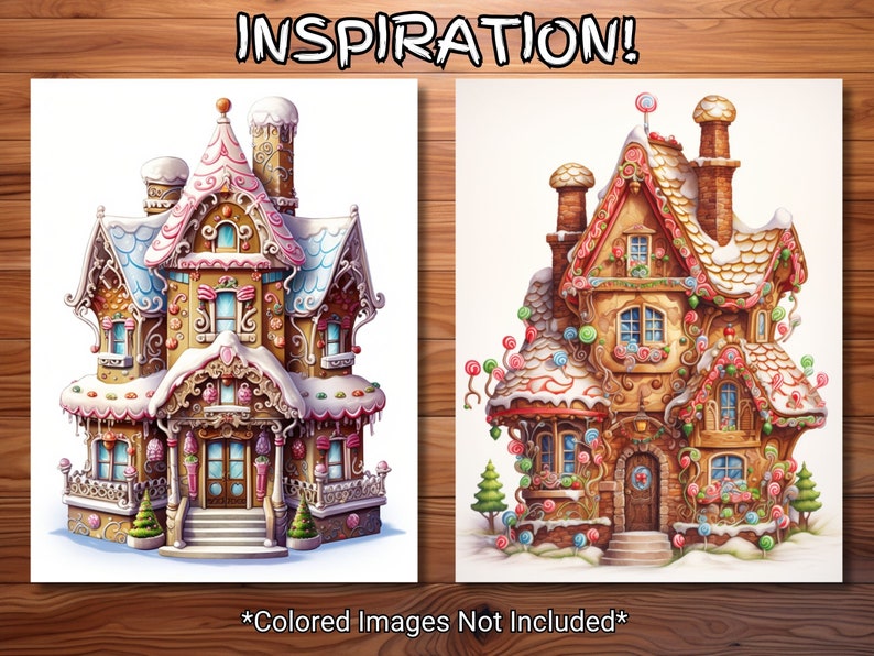 30 Gingerbread Houses Coloring Page Book Adults Kids Instant Download ...