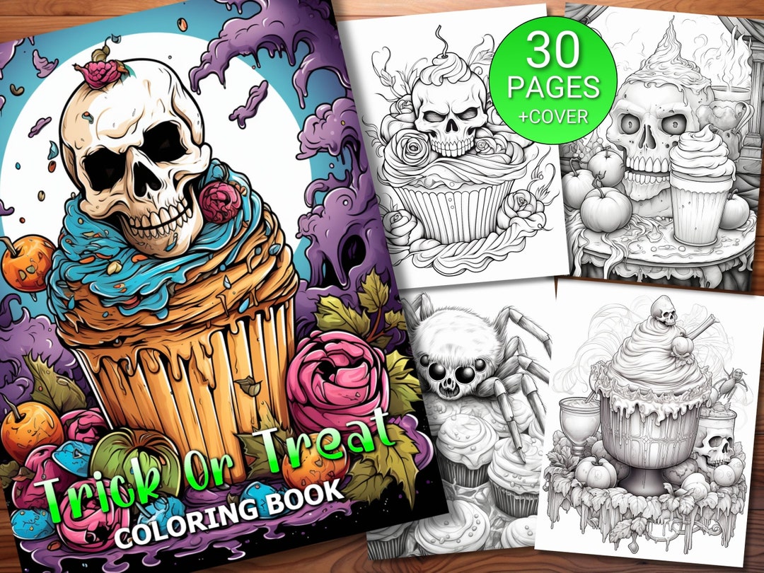 30 Trick or Treat Coloring Page Book - Adults + Kids - Instant Download ...