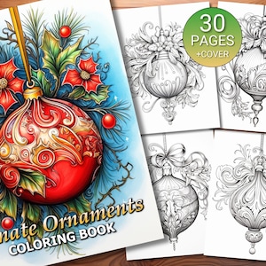 30 Ornate Ornaments Coloring Page Book - Adults + Kids - Instant ...