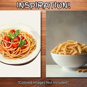 30 Pasta Coloring Page Book - Adults + Kids - Instant Download ...