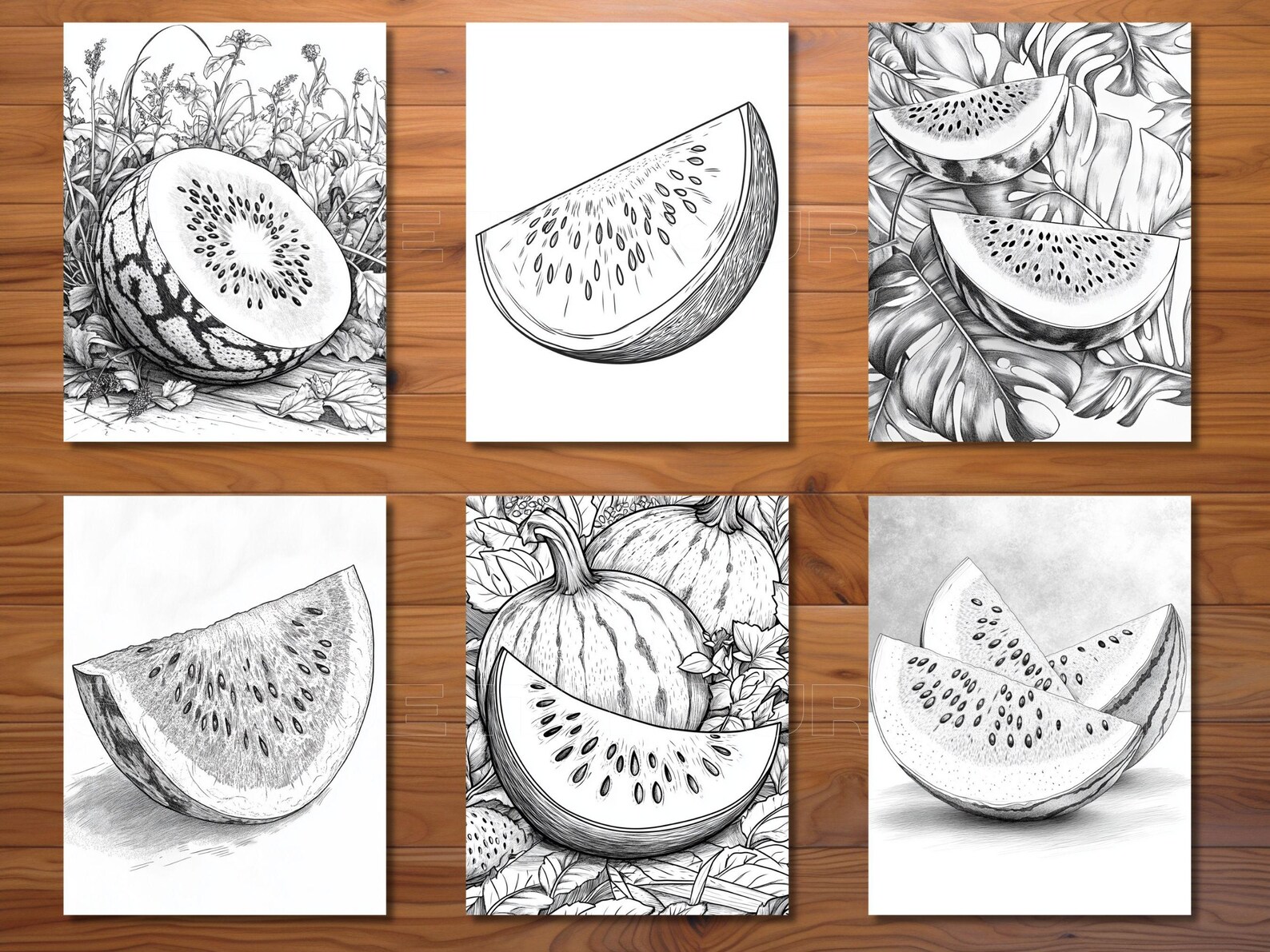 30 Watermelon Coloring Page Book - Adults + Kids - Instant Download ...