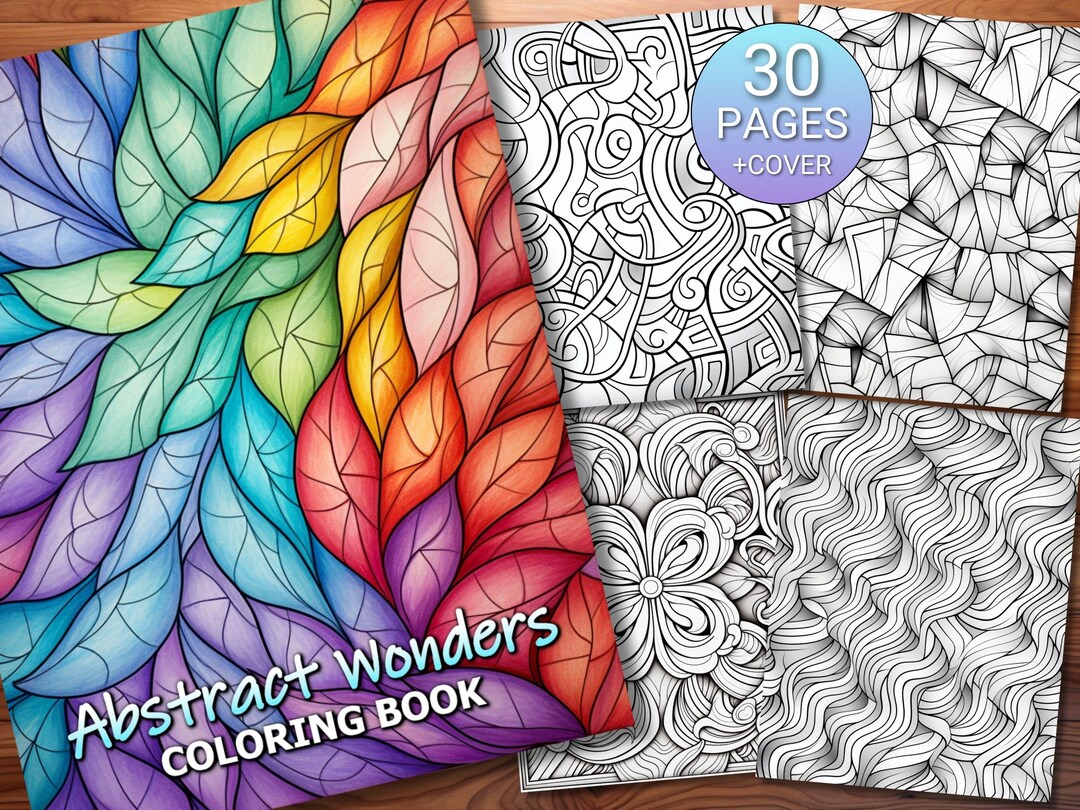 30 Abstract Wonders Coloring Page Book - Adults + Kids - Instant ...