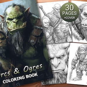 30 Orcs & Ogres Coloring Page Book - Adults + Kids - Instant Download ...