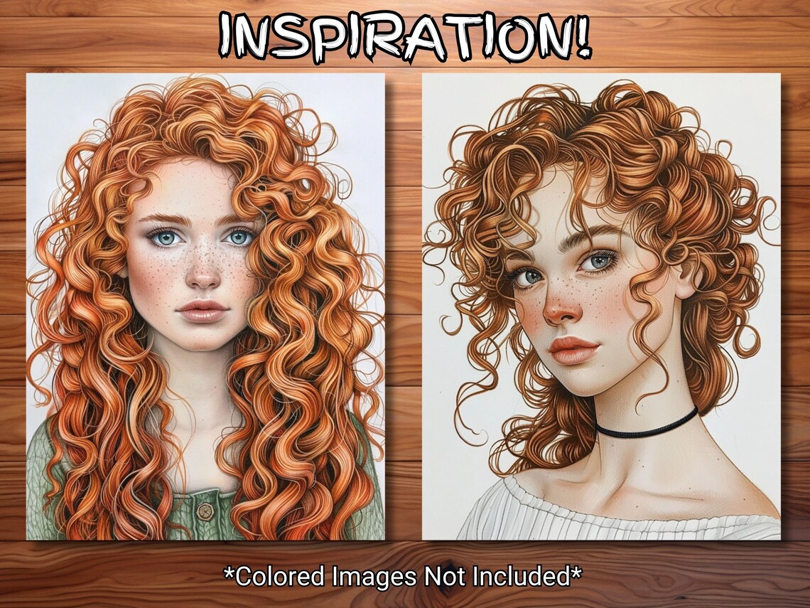 30 Curly Hairstyles Coloring Page Book Adults Kids Instant Download ...