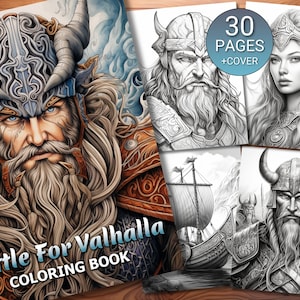 30 Battle for Valhalla Coloring Page Book - Adults + Kids - Instant ...
