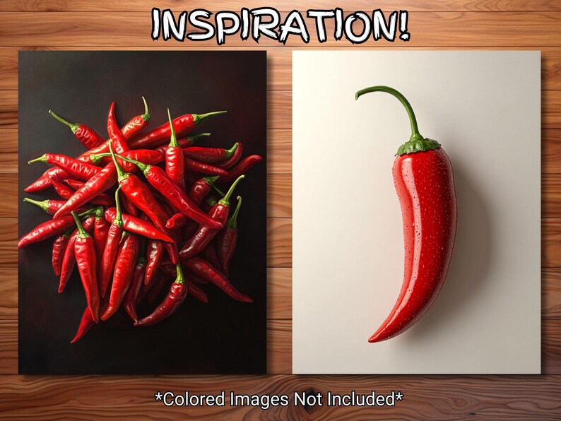 30 Chili Peppers Coloring Page Book - Adults + Kids - Instant Download ...