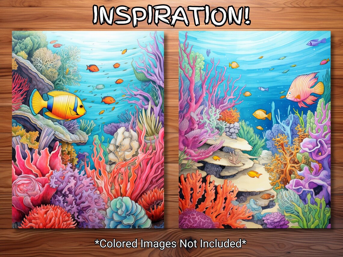 30 Coral Reef Coloring Page Book - Adults + Kids - Instant Download ...