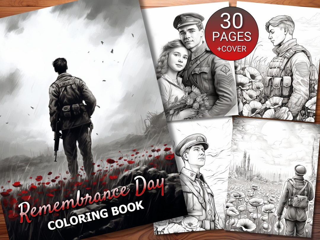 30 Remembrance Day Coloring Page Book - Adults + Kids - Instant ...